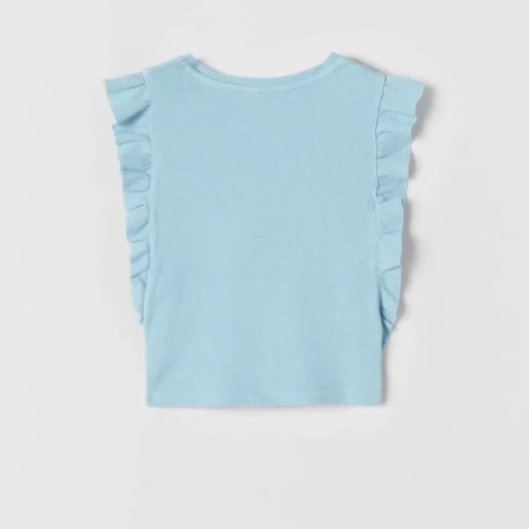 Zara | Tops | Zara Ruffle Shirt Light Blue | Poshmark